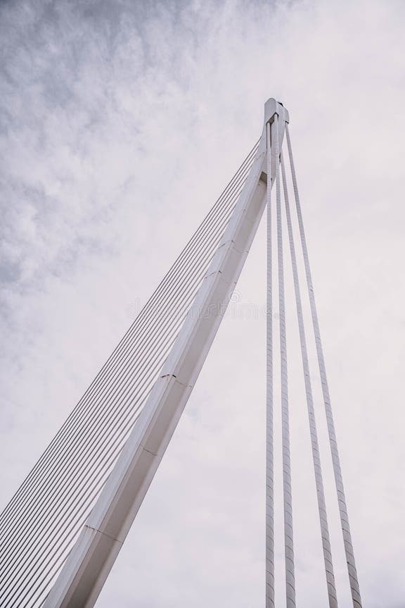 Vertical Shot of a Metallic Cable Bridge Part Stock Photo - Image of ...