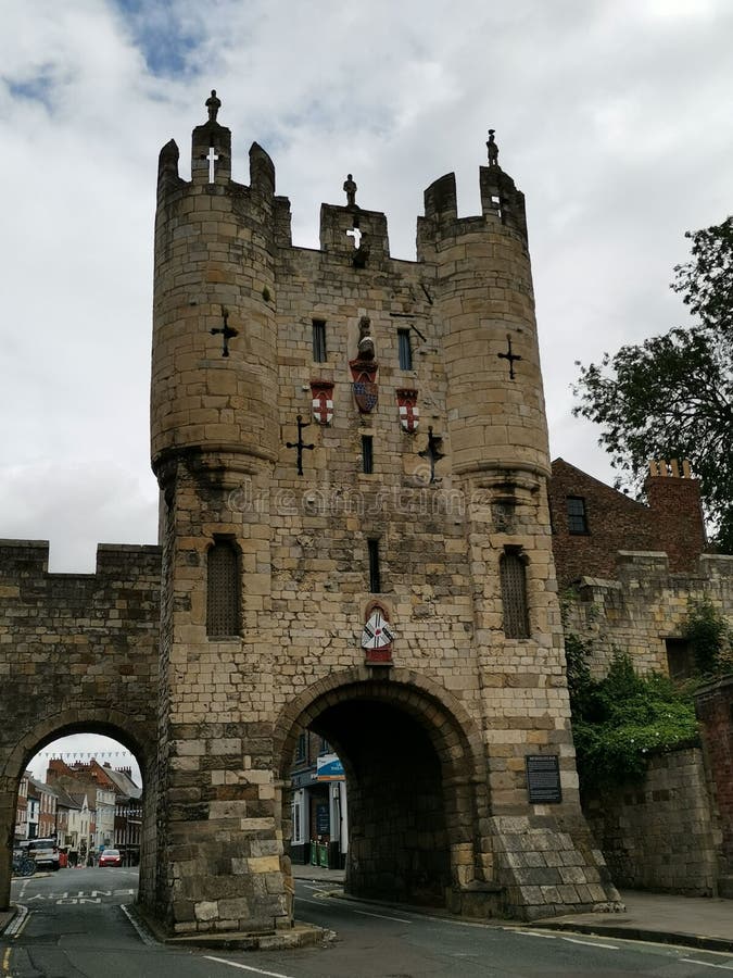 Vertical Shot of Micklegate Stone Gate in England Under Cloudy Sky ...
