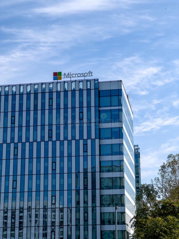 Vertical Shot of the Microsoft Office Building in Bucharest. Editorial ...