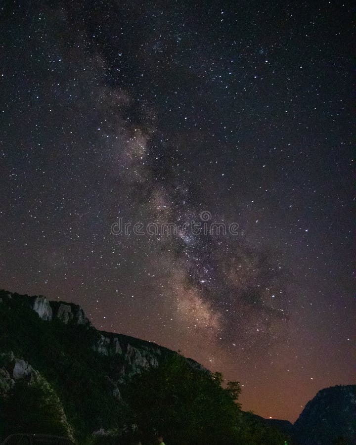 Vertical Shot of Milky Way Galaxy on a Starry Night Sky Stock Photo ...