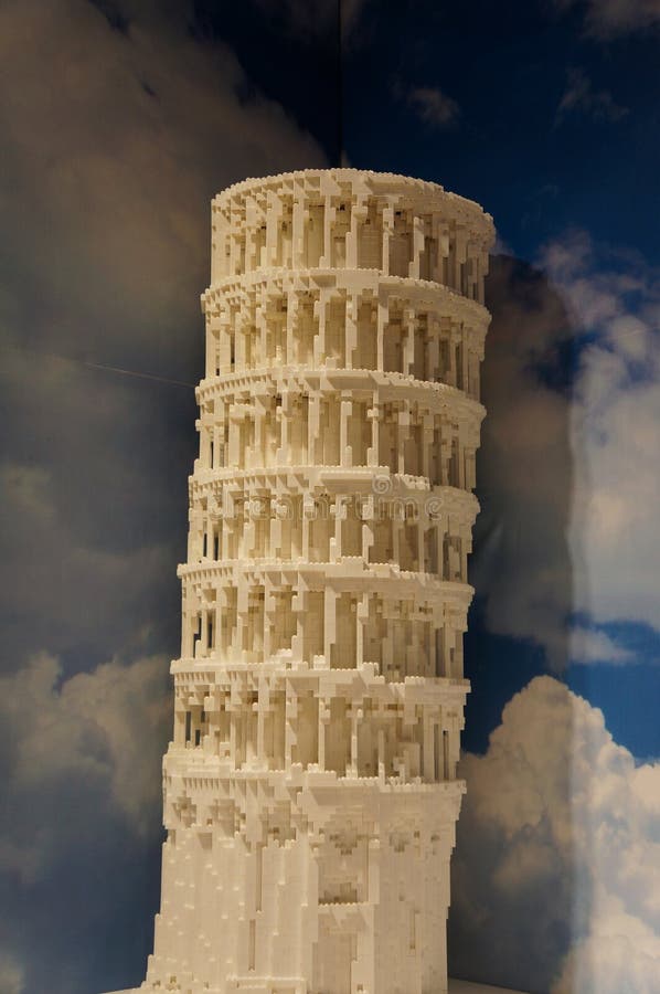 Vertical Shot of Miniature Tower of Pisa Made with Toy Blocks Stock ...