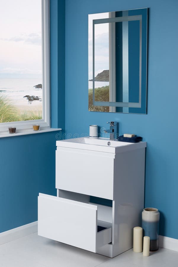 Vertical Shot of a Modern Bathroom Sink Stock Image - Image of faucet ...