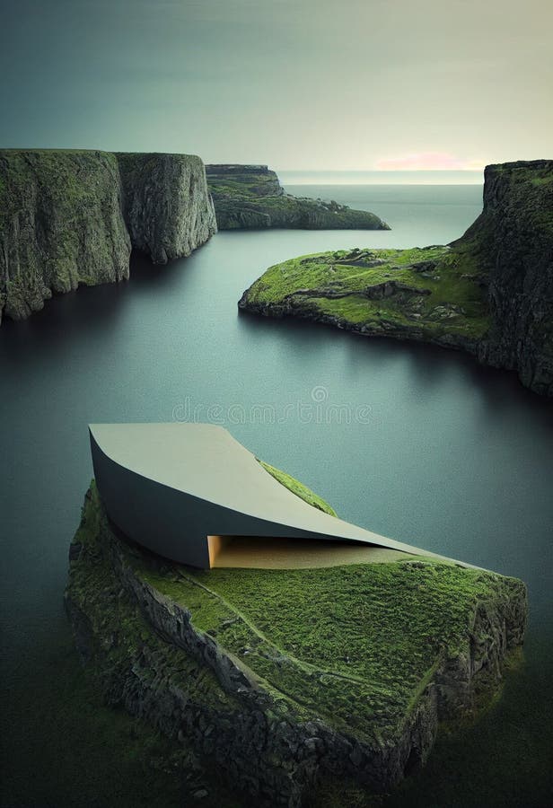 Vertical Shot of a Modern Building on a Rocky Cliff Stock Photo - Image ...