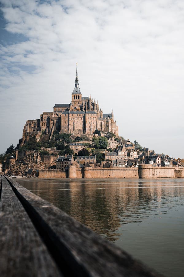 Vertical Shot of the Mont-Saint-Michel Island and Castle Stock Photo ...
