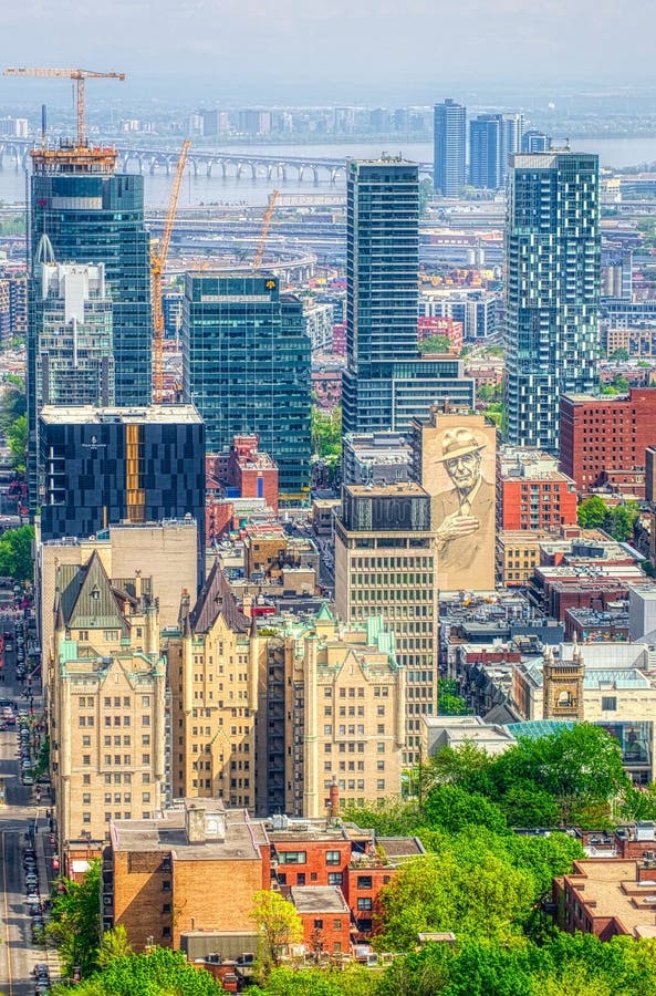 Vertical Shot of the Montreal Cityscapes from Mount Royal Editorial ...