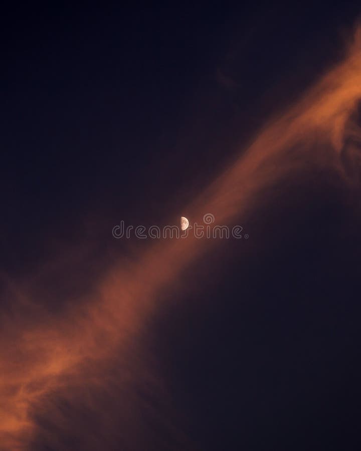 Vertical Shot of Moon during Sunset Stock Image - Image of environment ...
