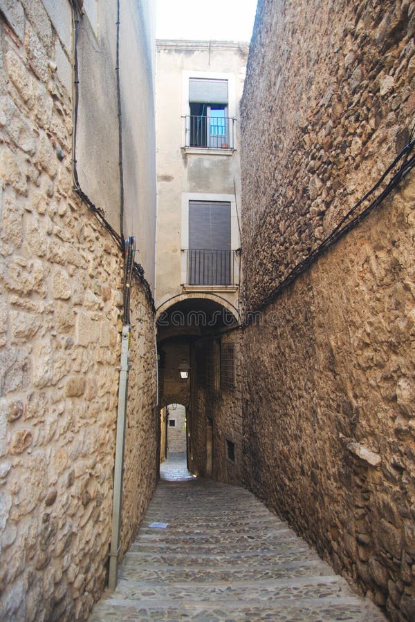 Vertical Shot of a Narrow Pathway in the Middle of Two Buildings in the ...