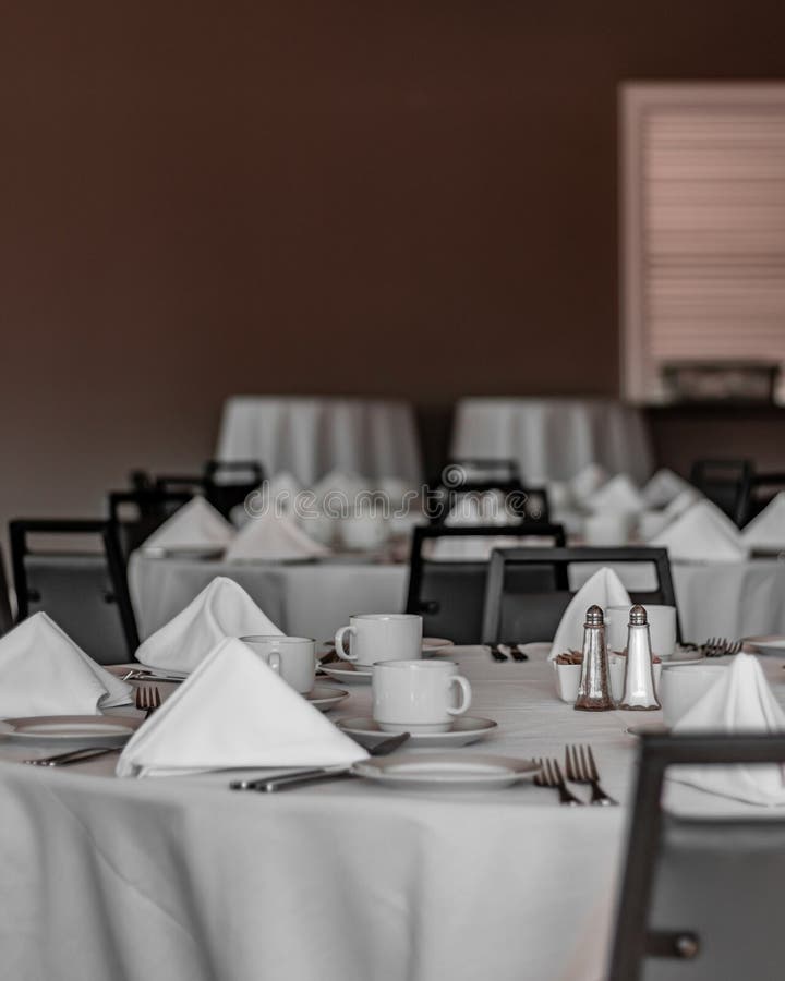 Vertical Shot of Neat Tables in a Nice, Empty and Clean Restaurant ...