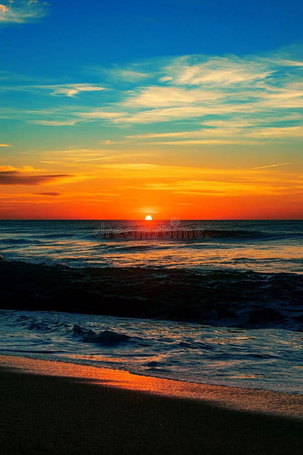 Vertical Shot of the North Entrance Beach at Sunrise Stock Photo ...