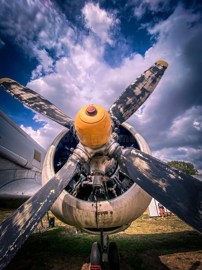 Vertical Shot of an Old Airplane Engine Stock Photo - Image of detail ...