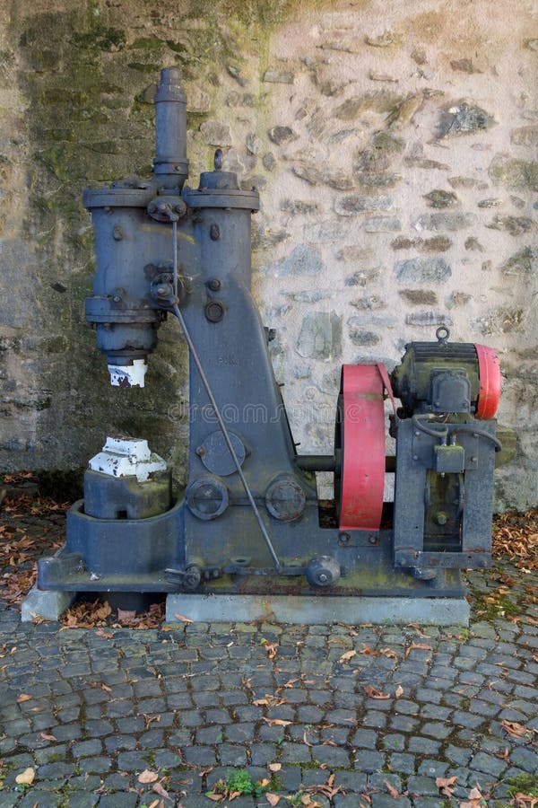 Vertical Shot of an Old Forging Hammer Machine Put on Display Stock ...