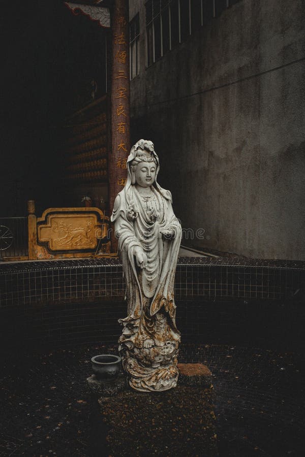 Guan Yin Statue Monument of Macau in the Late Evening with Golden ...