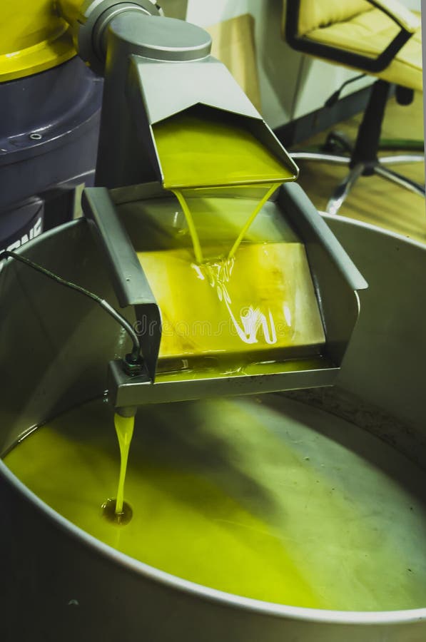 Vertical Shot of Olive Oil Extraction Process in a Factory Stock Photo ...