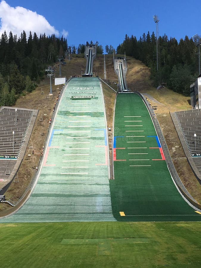 Vertical Shot of the Olympic Ski Jump in Lillehammer, Norway Editorial ...