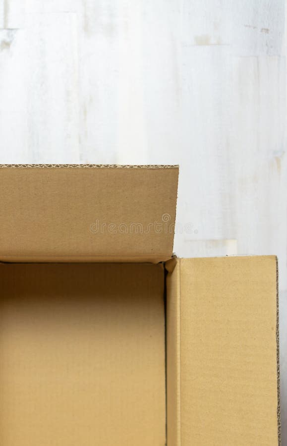 Vertical Shot of an Opened Cardboard Box Stock Image - Image of blank ...