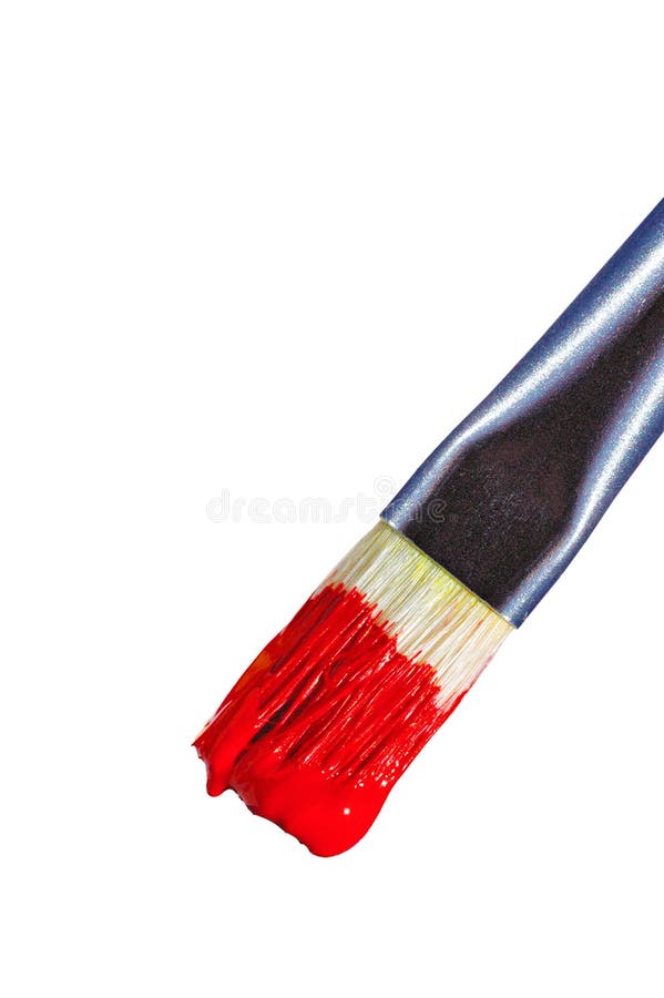 Vertical Shot Paintbrush Red Paint Front White Background Stock Photos ...