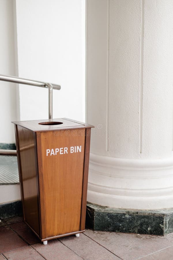 Vertical Shot of a Paper Bin Indoors - Concept of Recycling Stock Image ...