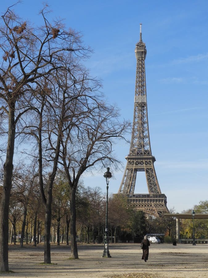 Vertical Shot of a Park with a View of the Eiffel Tower Editorial Image ...