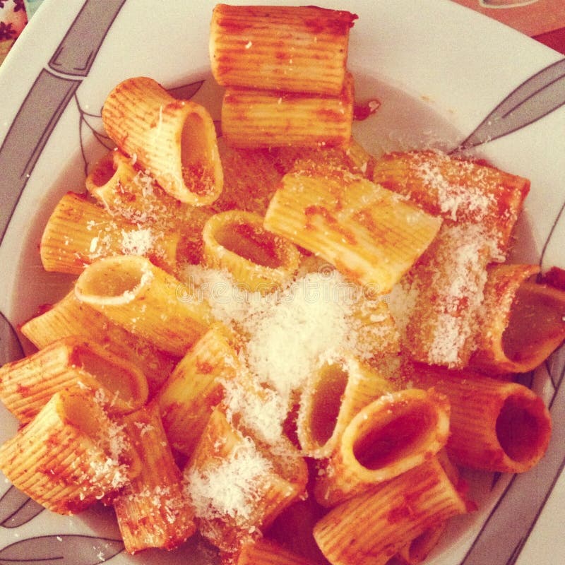 Closeup Shot of Delicious Cooked Pasta with Pene Cheese and Dressings ...