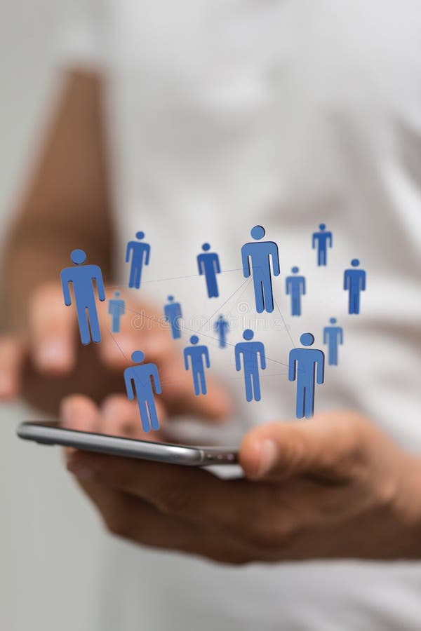 Vertical Shot of a Person Presenting the Digital Projection of People ...