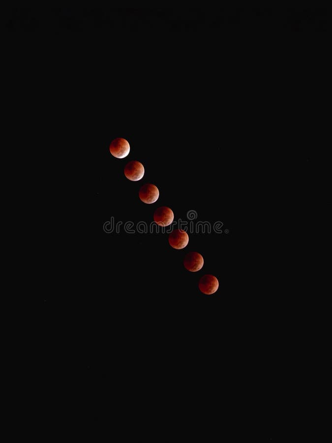 Vertical Shot of the Phases of a Lunar Eclipse in a Dark Black Sky ...
