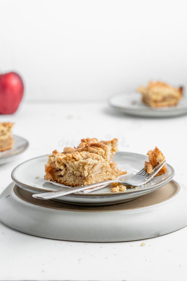 Vertical Shot of a Piece of Crispy Pie in a Plate on the Table Stock ...