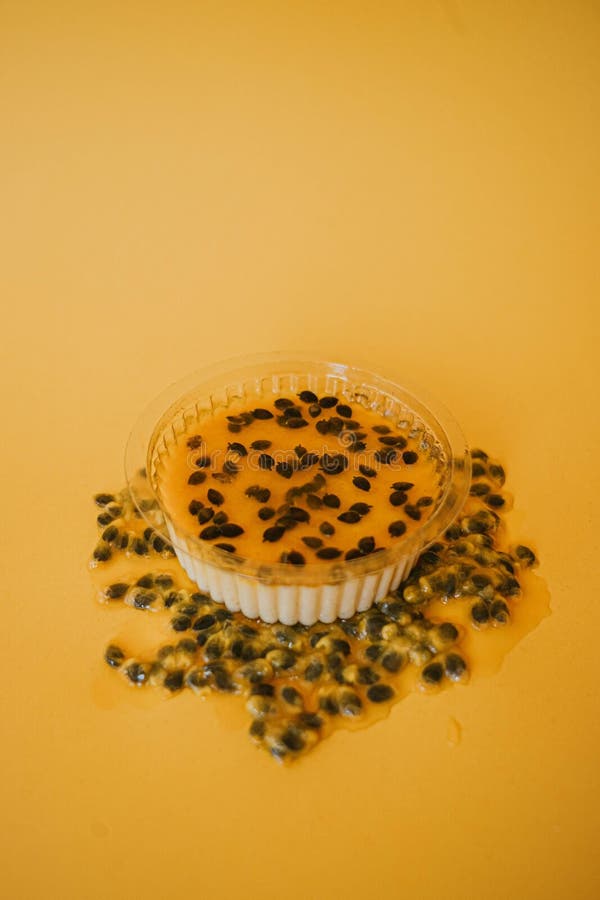 Vertical Shot of a Plastic Container with Creamy Pudding with ...