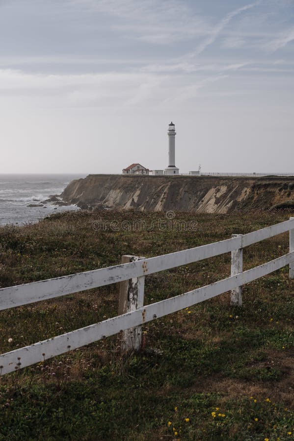 Vertical Shot of the Point Arena Lighthouse in Manchester, USA Stock ...
