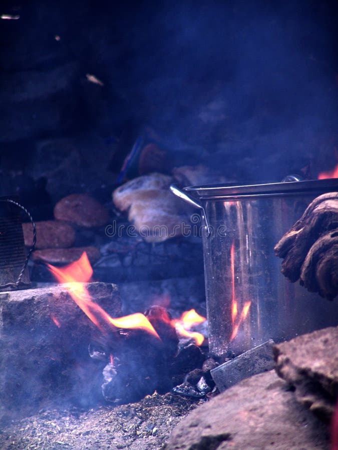 Vertical Shot of a Pot on the Fire Stock Photo - Image of coal, fire ...