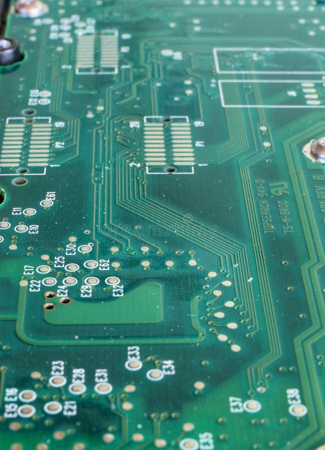 Vertical Shot of a Printed Circuit Board with Small Details Stock Photo ...