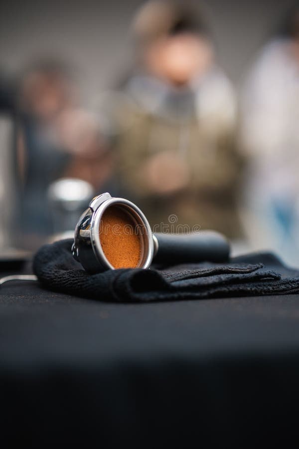 Vertical Shot of a Process of Making an Expresso Coffee with an ...