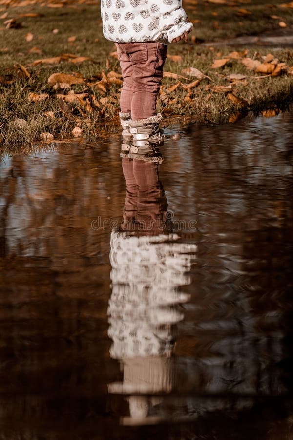 Vertical of a Puddle in Green Tokugawa Park in Nagoya, Japan Stock ...