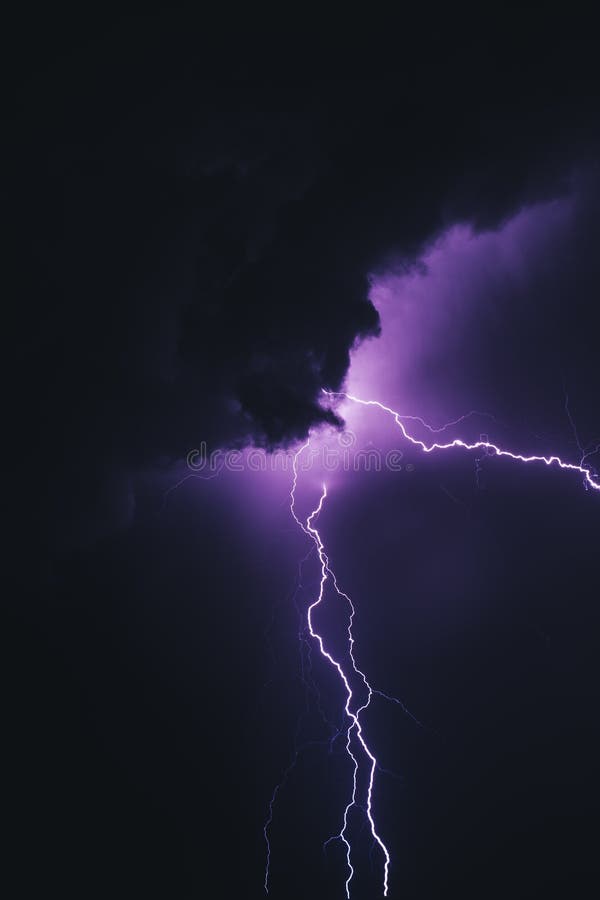 Vertical Shot of a Purple Lightning Sky Stock Image - Image of rain ...