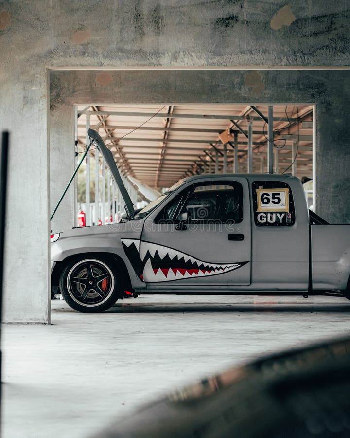Vertical Shot of a Racing Pickup Sitting in the Pit Garage Editorial ...