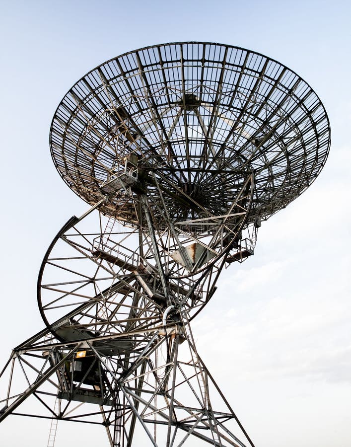 Vertical Shot of a Radio Telescope Dish on a Field Stock Image - Image ...