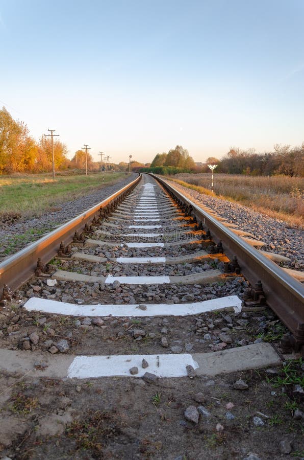 Vertical Shot of Railroad Tracks Stock Image - Image of road, travel ...