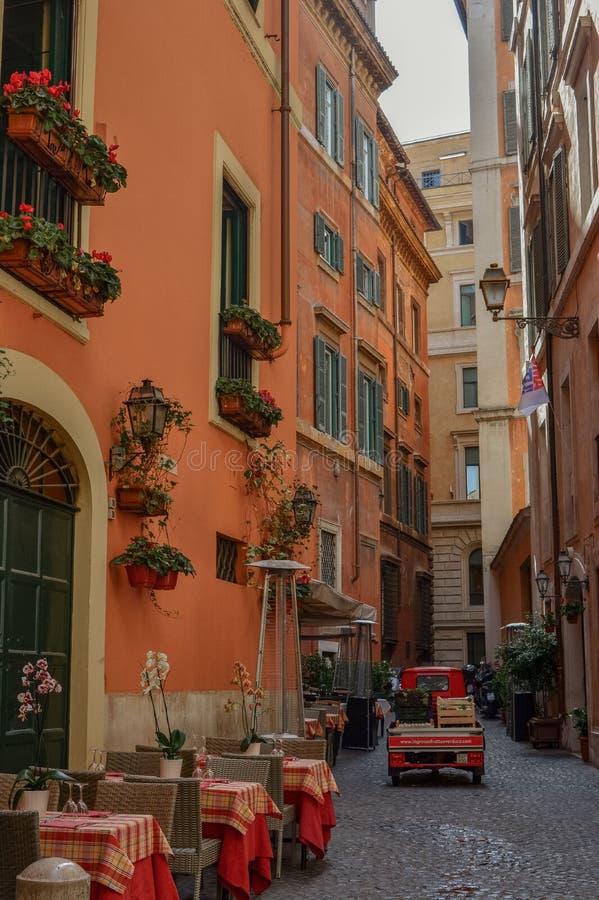 Vertical Shot of a Random Cozy Street in Rome, Italy Editorial Image ...