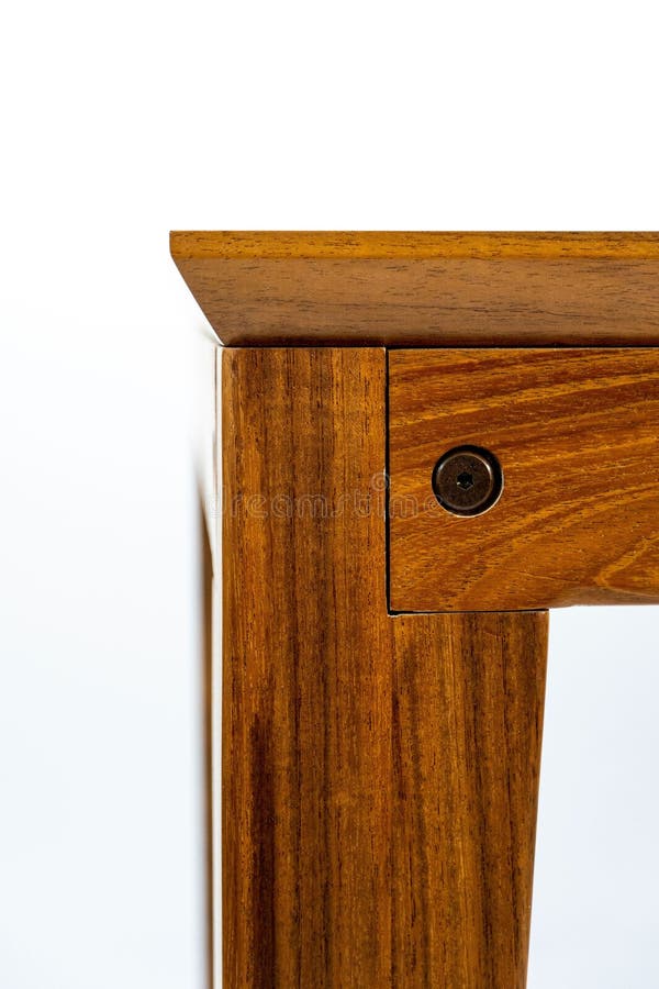 Vertical Shot of a Rectangular Wooden Table Detail Isolated in a White ...