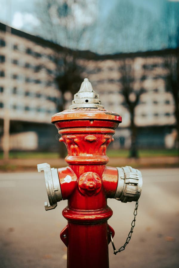 Vertical Shot of the Red Fire Hydrant Outdoors Stock Photo - Image of ...
