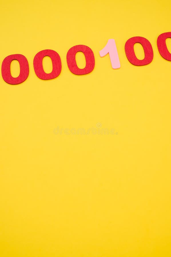 Vertical Shot of Red and Pink Binary Codes on a Bright Yellow Surface ...