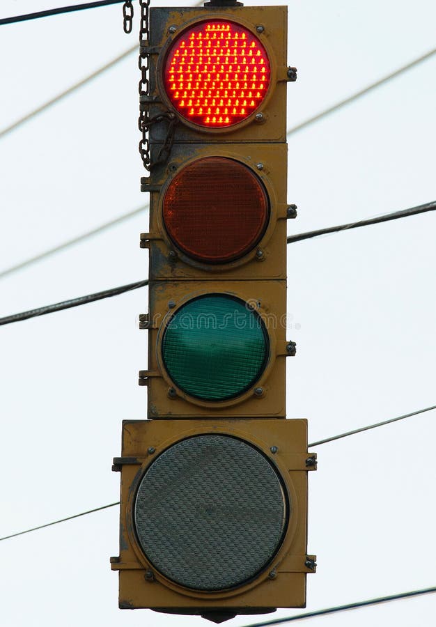 Vertical Shot of Red on a Traffic Light Stock Image - Image of symbol ...