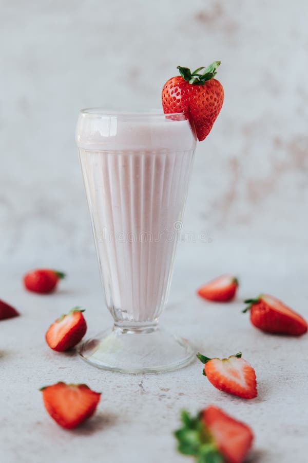 Vertical Shot of Refreshing Strawberry Milkshake Stock Image - Image of ...