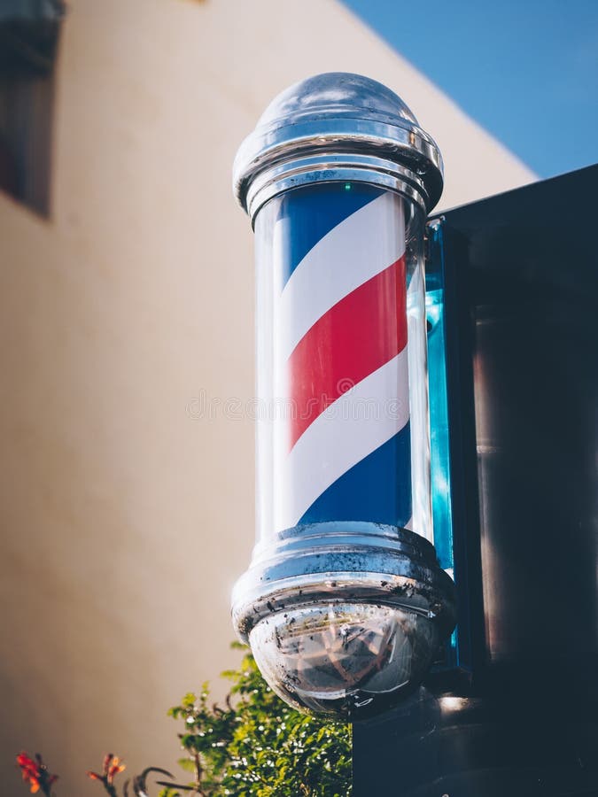 Vertical Shot of a Retro Multicolored Barber S Pole Stock Photo - Image ...