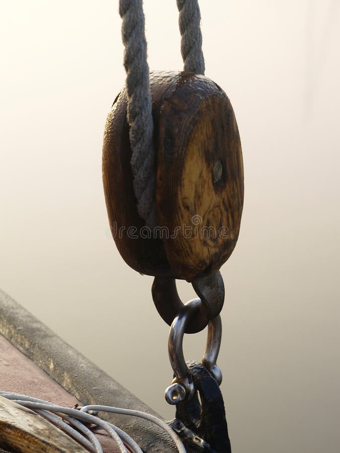 Vertical Shot of Rigging Materials on a Dutch Flat Bottom Boat Stock ...