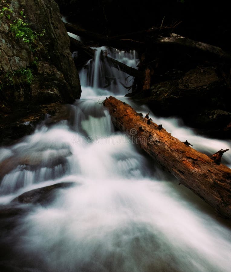 Vertical Shot of a River Flowing Over Rocks with Long Exposure Stock ...