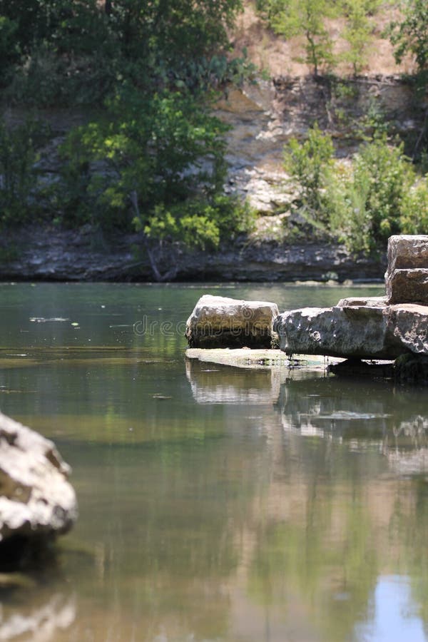 Vertical Shot of a River with Rocks in Georgetown, Texas Stock Photo ...