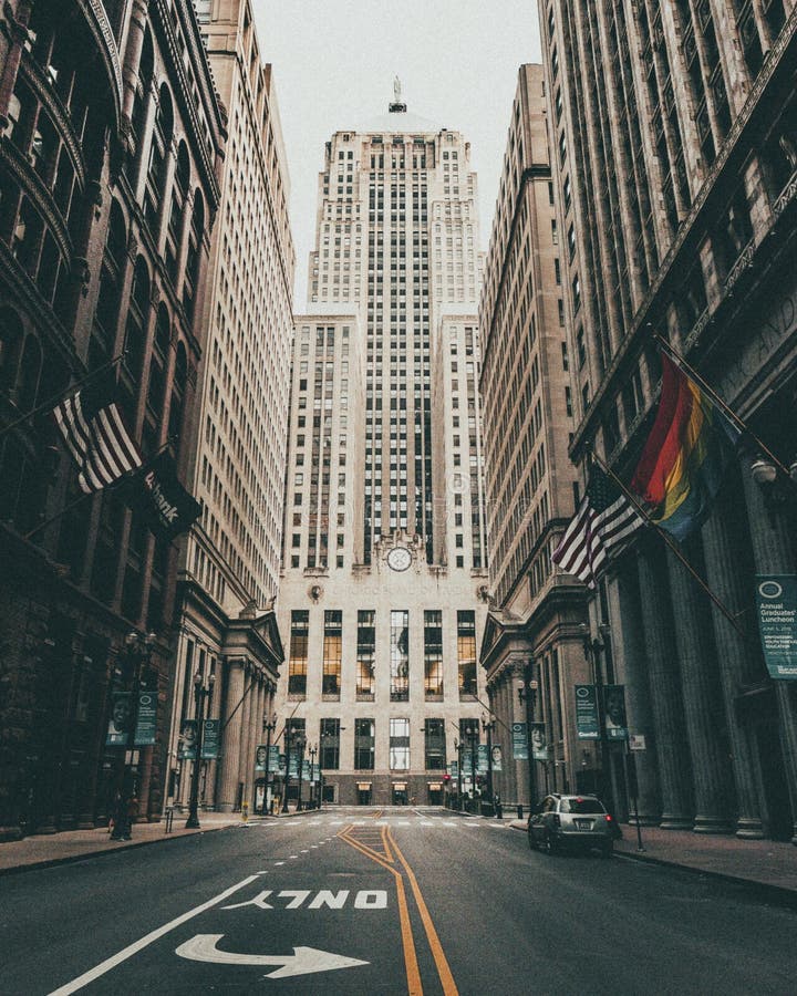 Vertical Shot of a Road in the Middle of City Buildings Editorial Image ...
