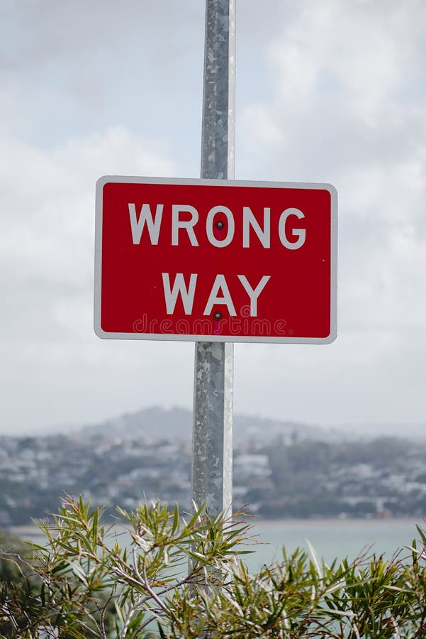 Vertical Shot of a Road Sign that Says Wrong Way on an Iron Pole Under ...