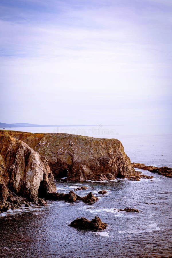 Vertical Shot of Rock Cliffs on the Coast of Pacific Northwest Under a ...