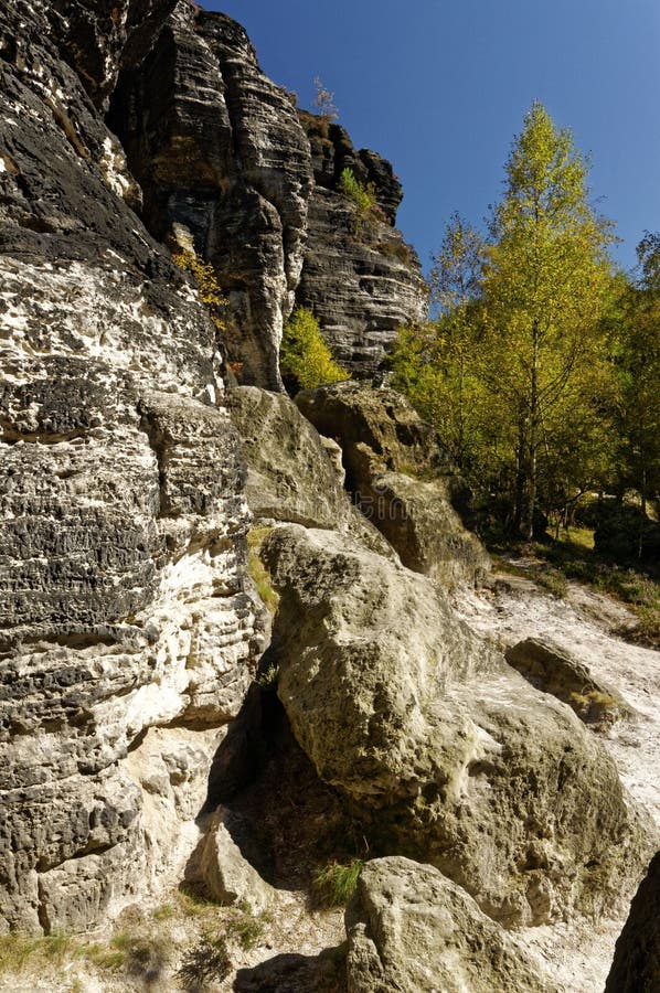 Vertical Shot of Rock Formations and Trees Stock Photo - Image of hill ...